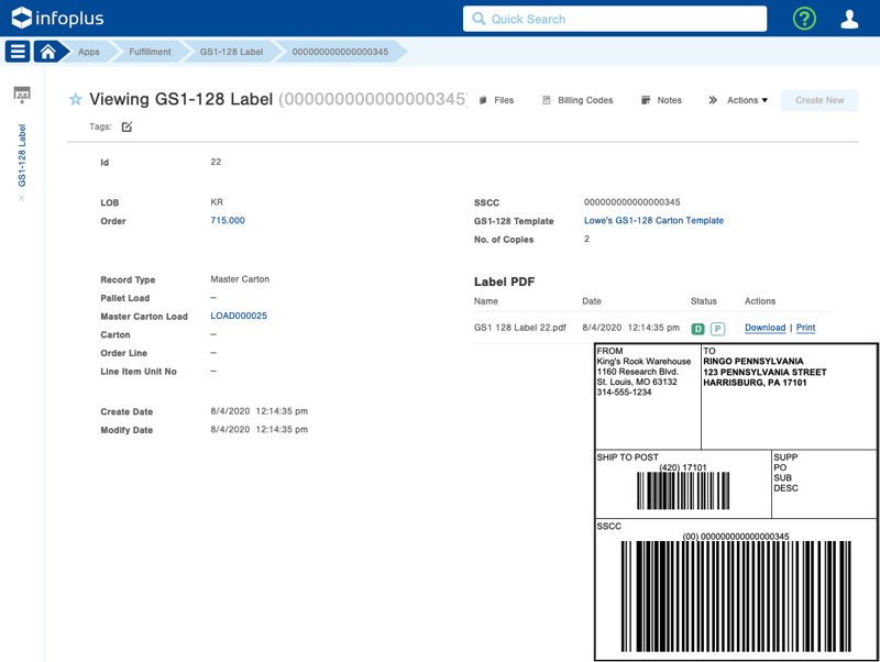 Infoplus Product Update: Warehouse Loads and GS1-128 Labels; Enhanced Rate Shopping